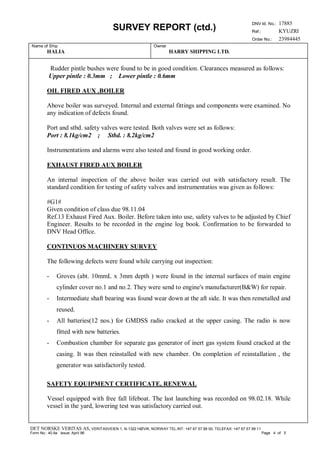DNV Survey Report_HALIA_Renewal Survey Class and Statutory | PDF
