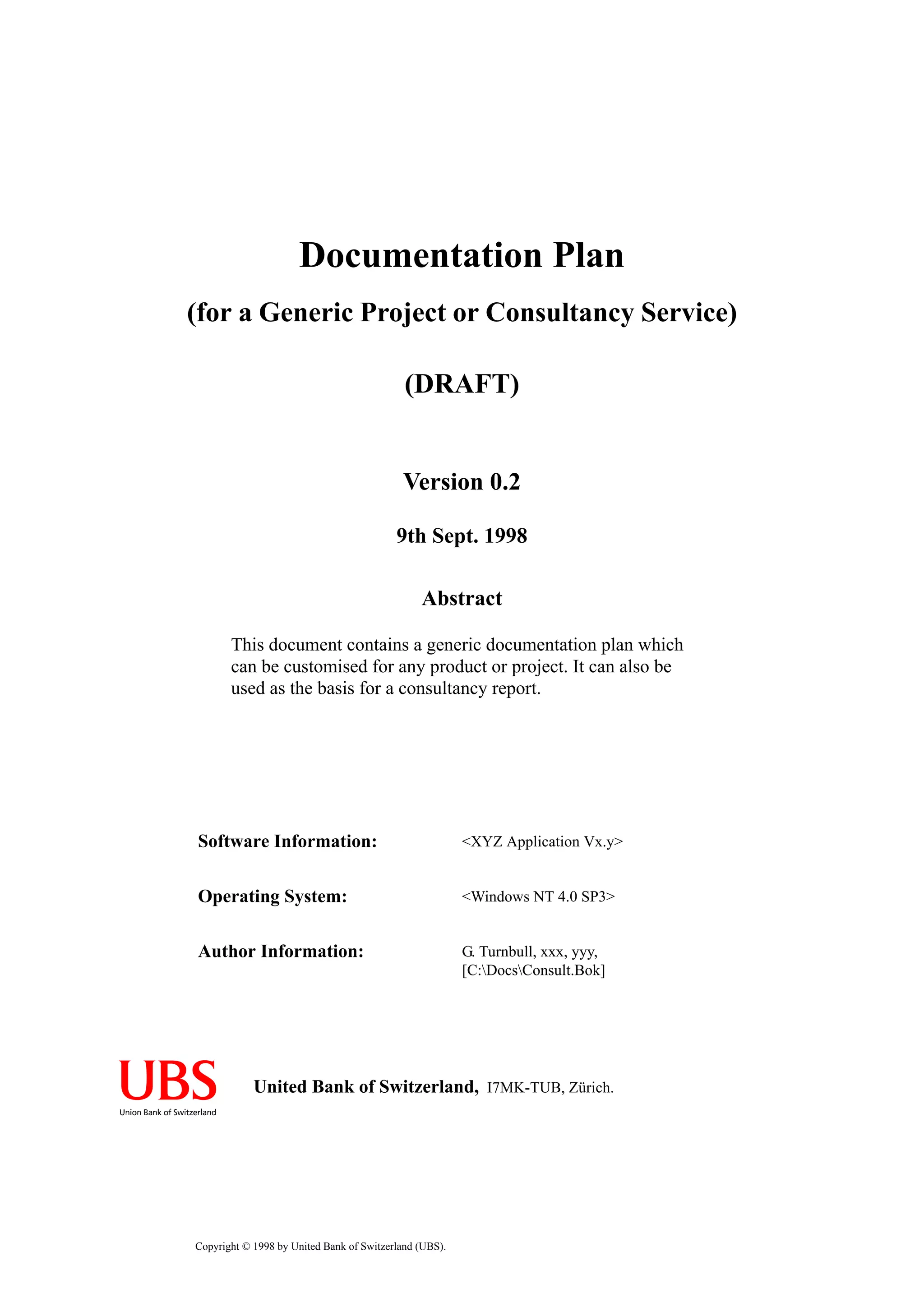 Documentation Plan Example | PDF