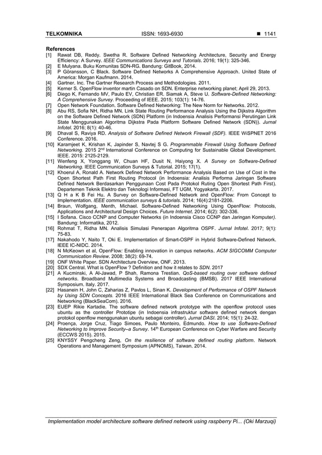 Implementation model architecture software defined network using raspberry Pi: a review paper | PDF