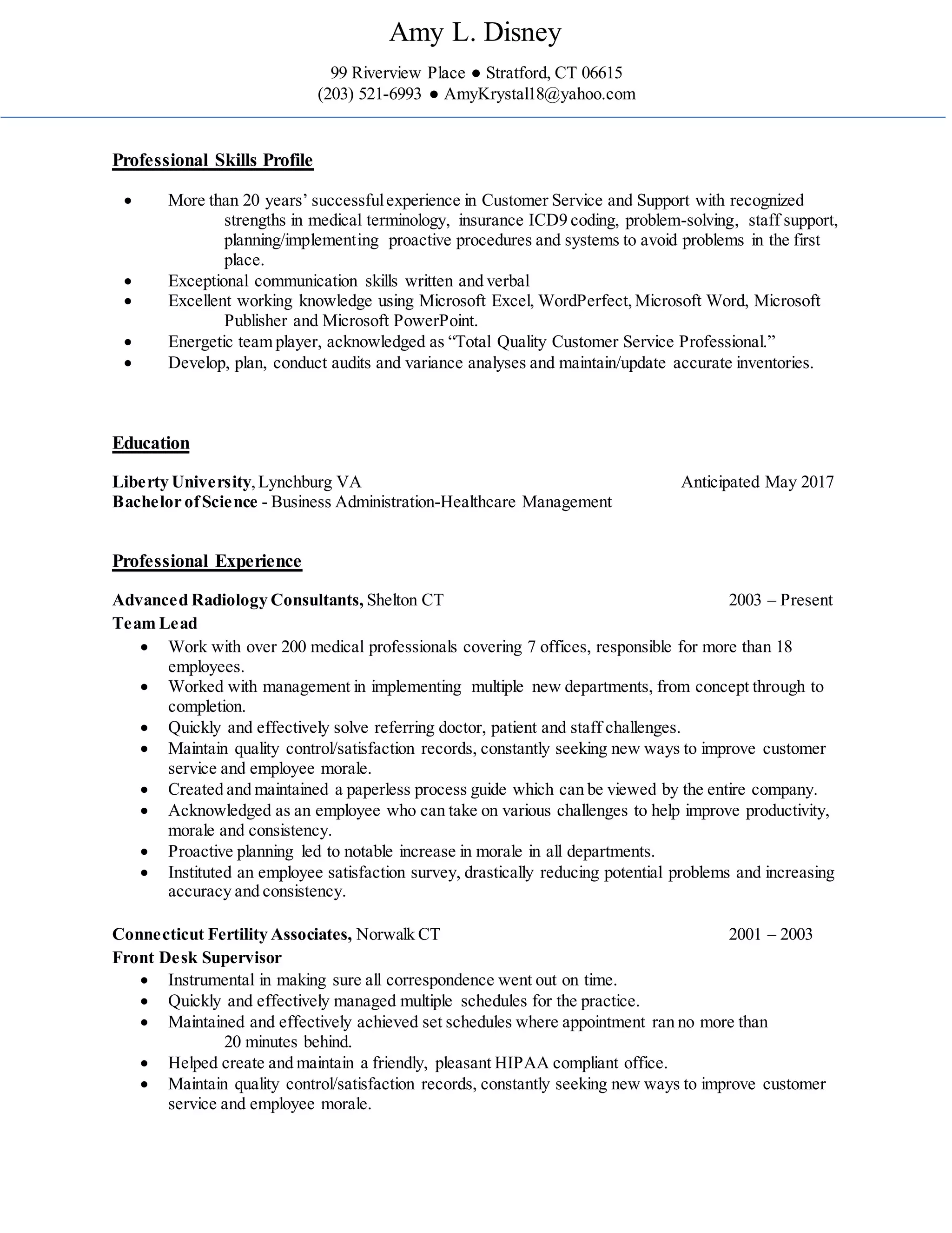 Amy Disney Resume | PDF