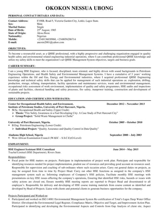 CV of Nessua Ubong Okokon. | PDF