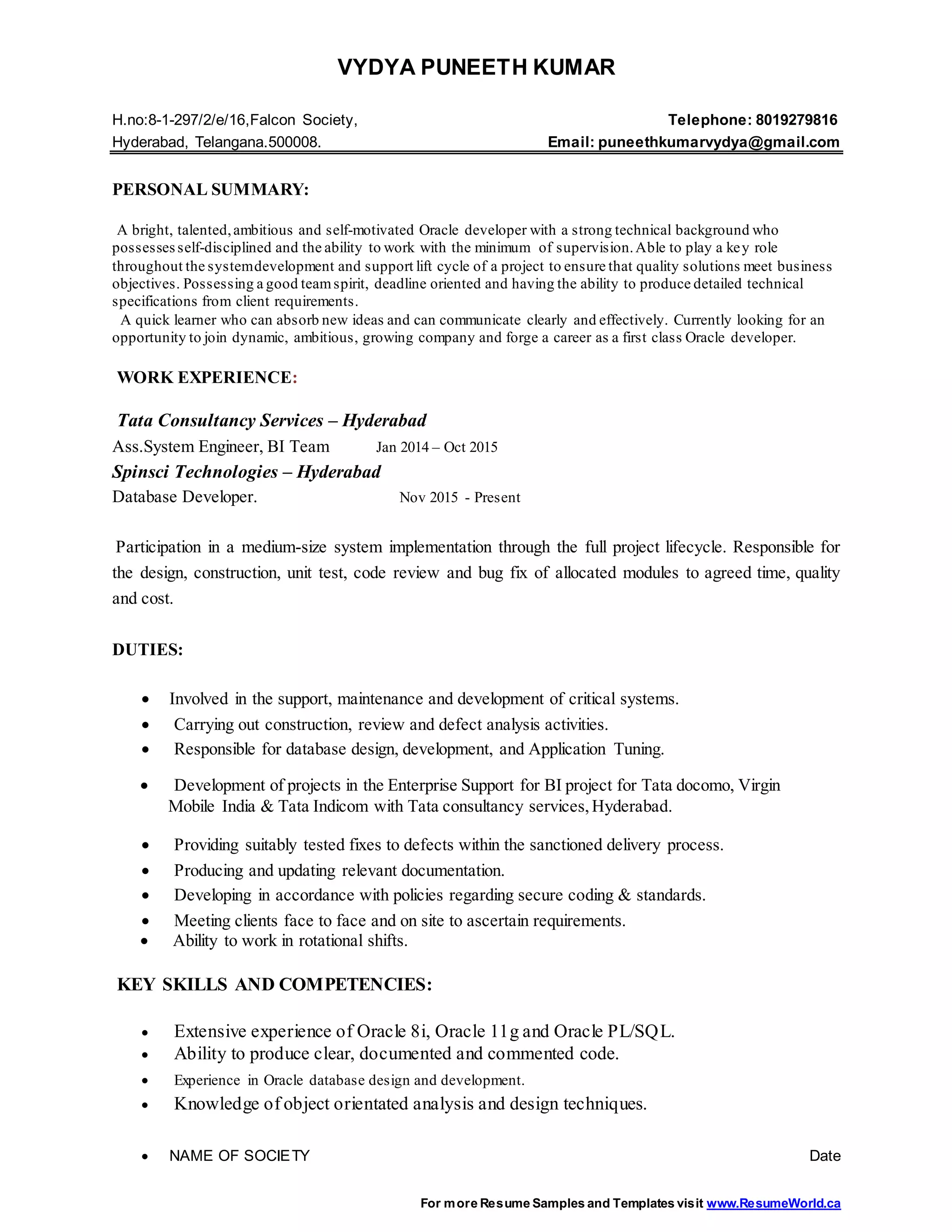 PUNEETH UPDATED RESUME | DOCX