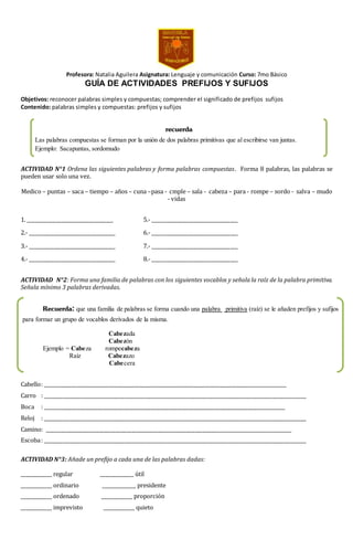 guía prefijos y sufijos | DOCX