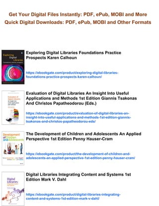 Development of Digital Libraries An American Perspective Marcum | PDF