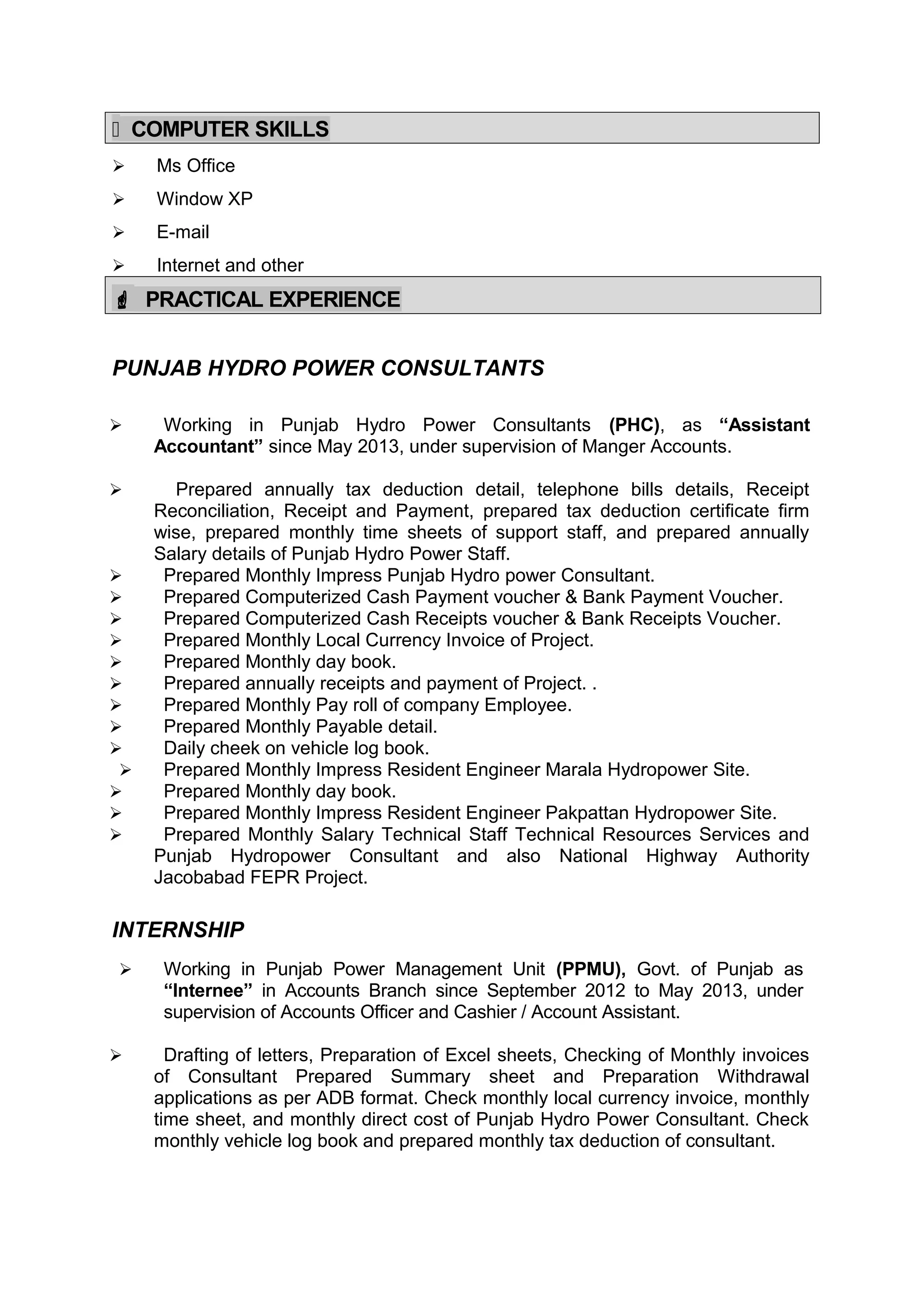 Zahid Cv | DOC | Credit Cards | Personal Debt