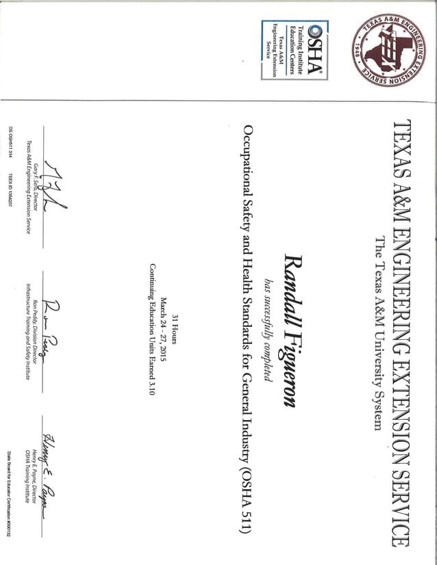 OSHA 511 Certification | PDF