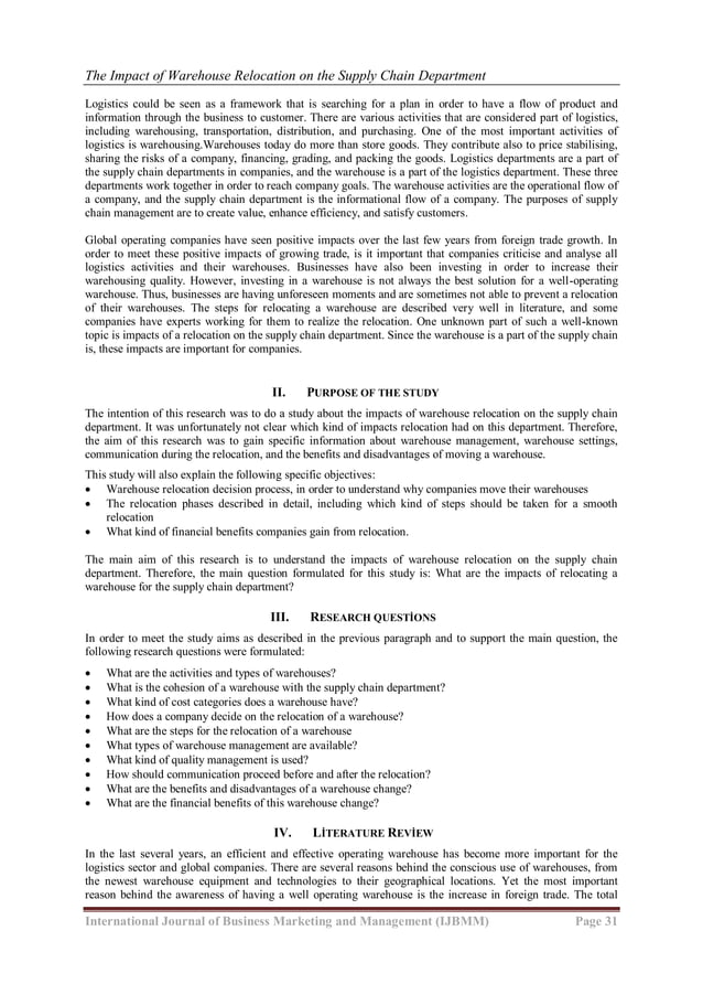 The Impact of Warehouse Relocation on the Supply Chain Department | PDF