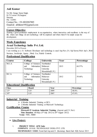 Anil CV_8010567885 | DOCX | Computing | Technology & Computing