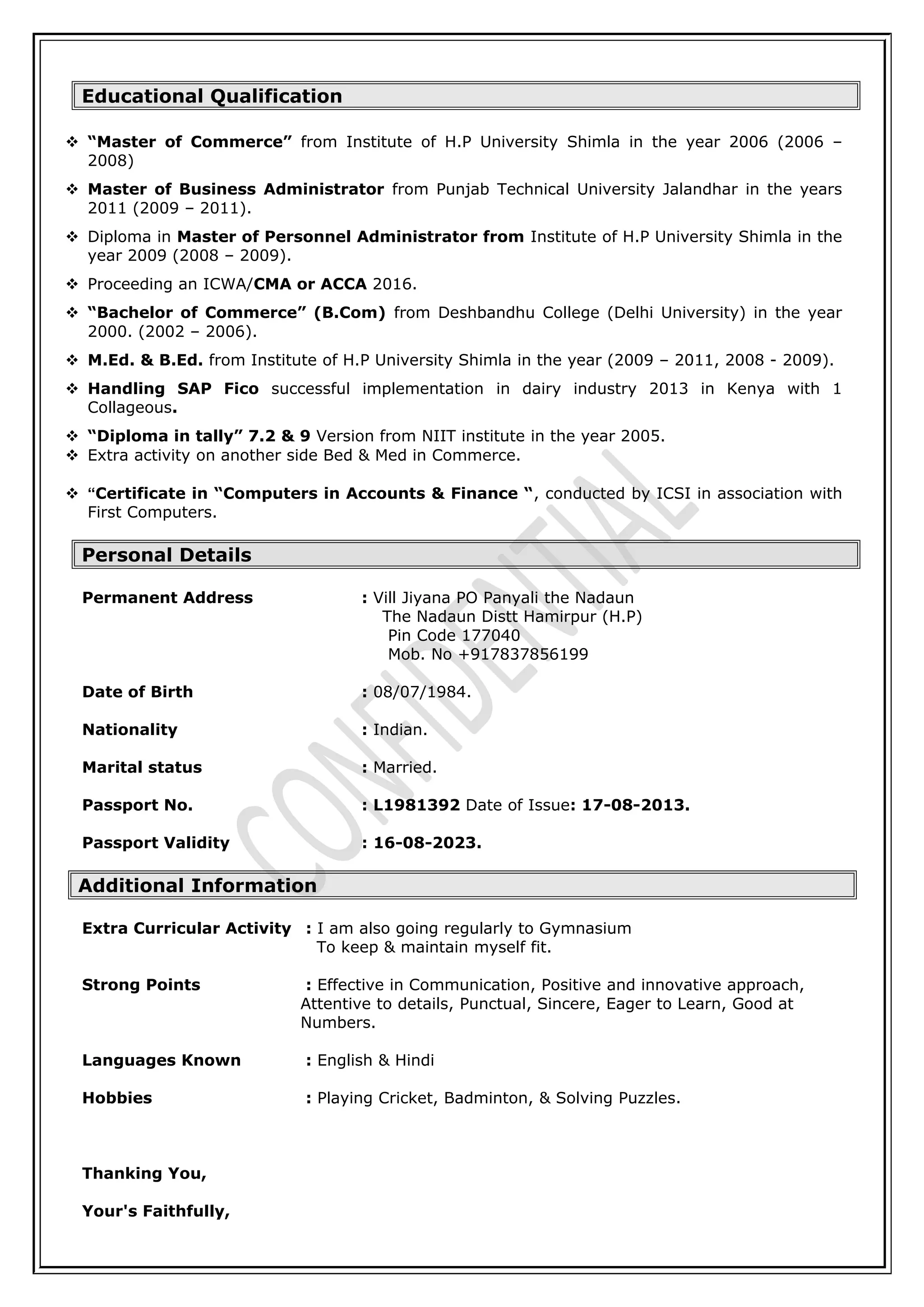 CV Shashi Sharma | DOC