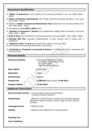 CV Shashi Sharma | DOC