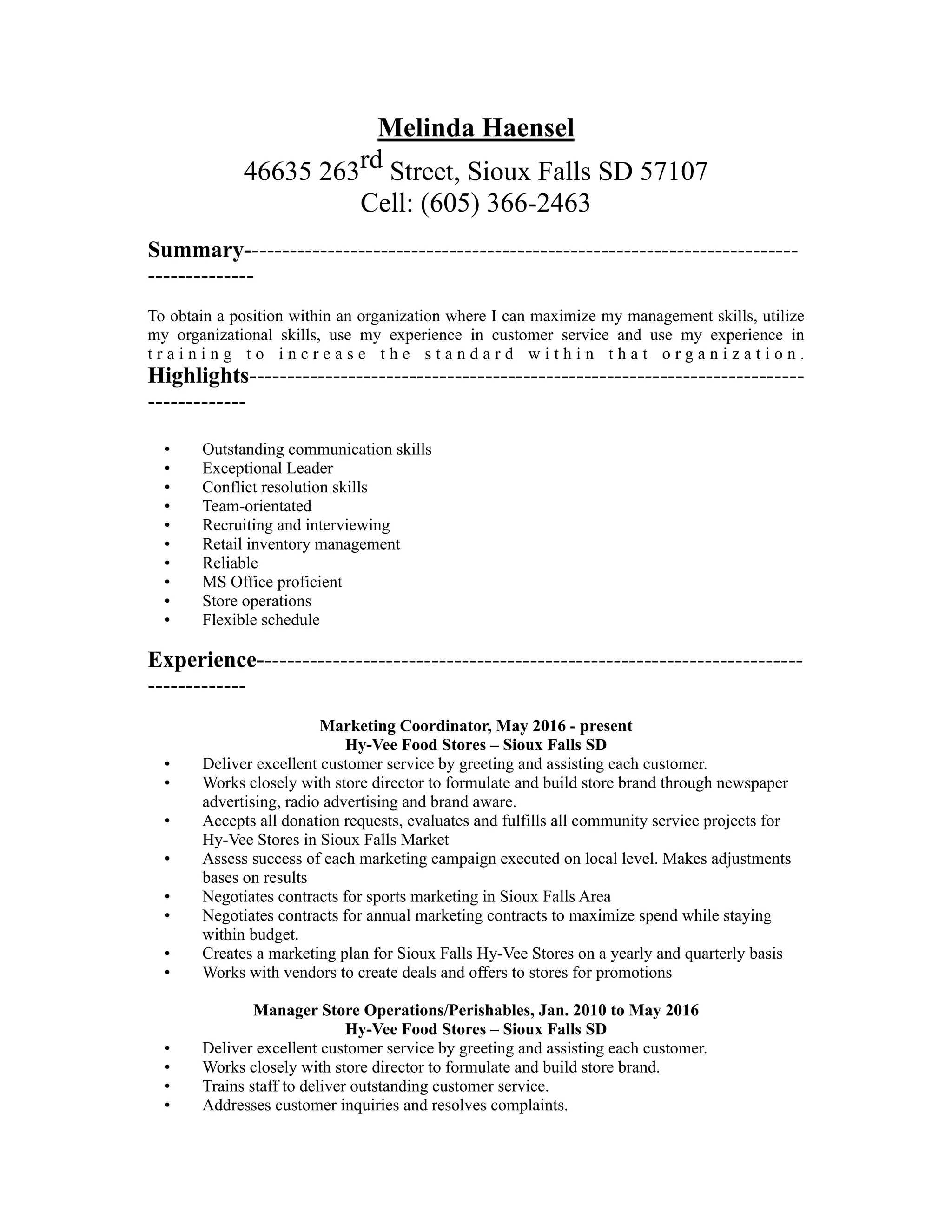 Melinda Resume - Dec 26 Version | PDF