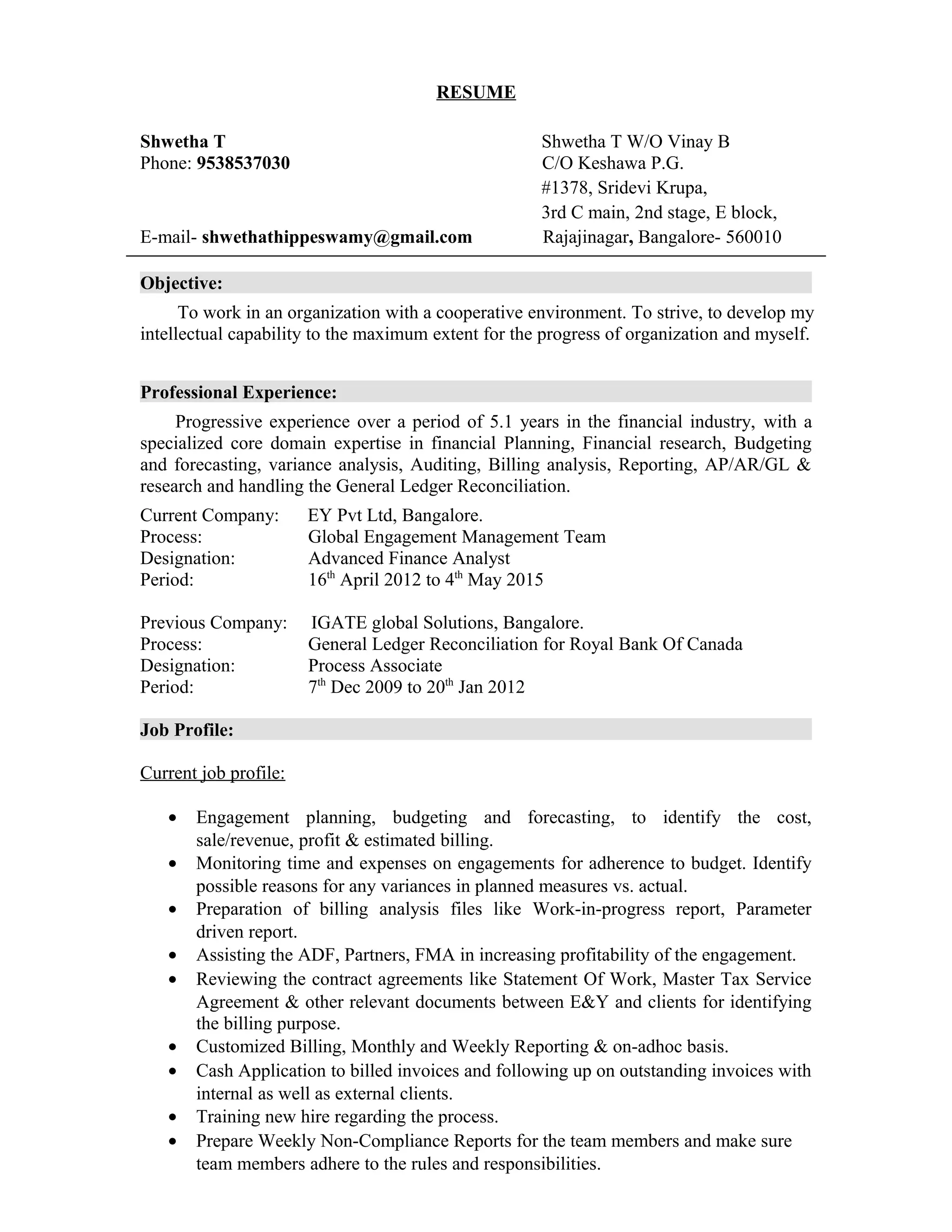 Shwetha Resume New | DOC