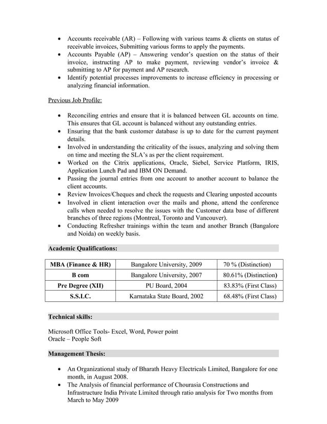 Shwetha Resume New | DOC | Business Accounting & Finance | Business