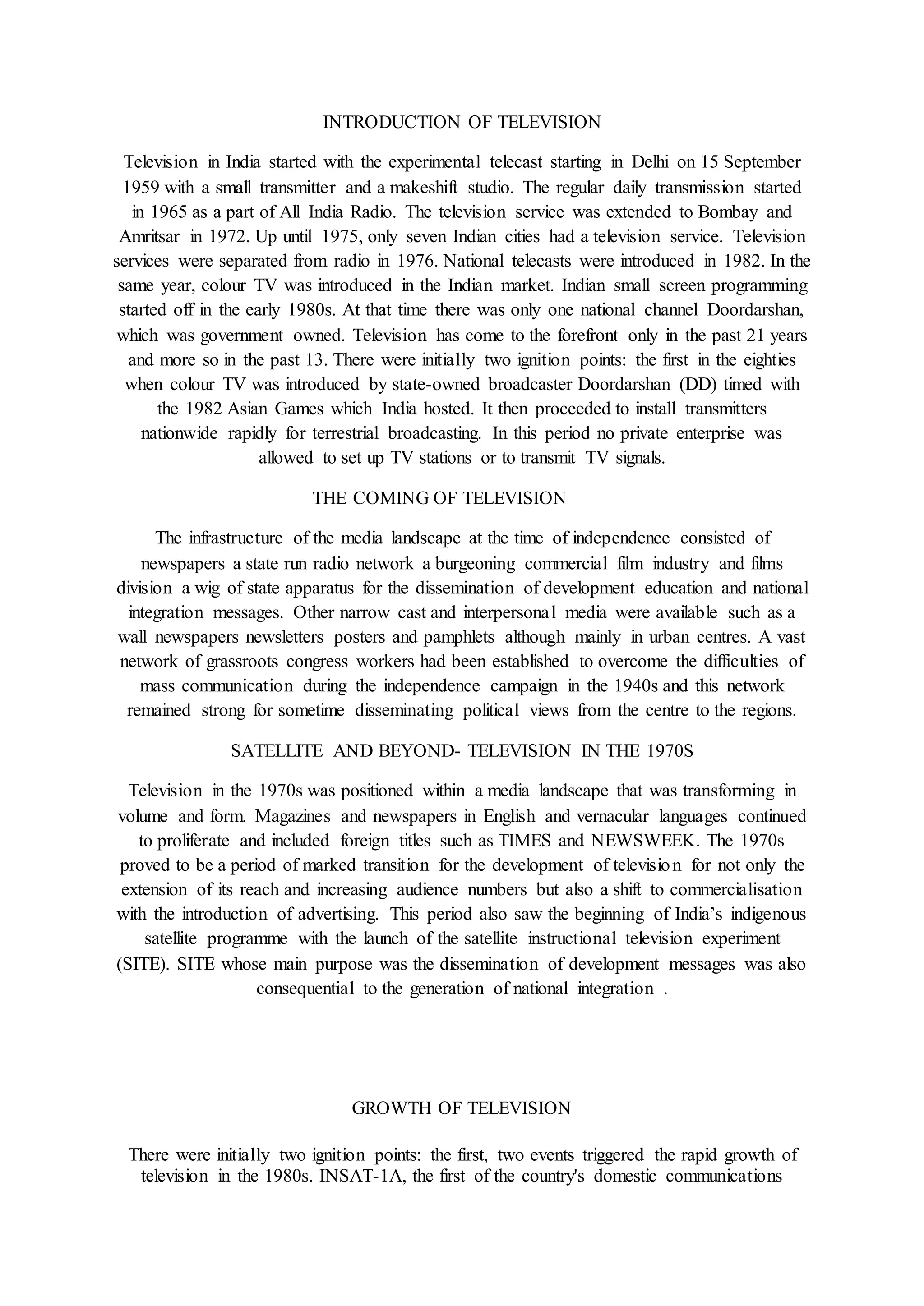 Growth and role of electronic media in India | DOCX