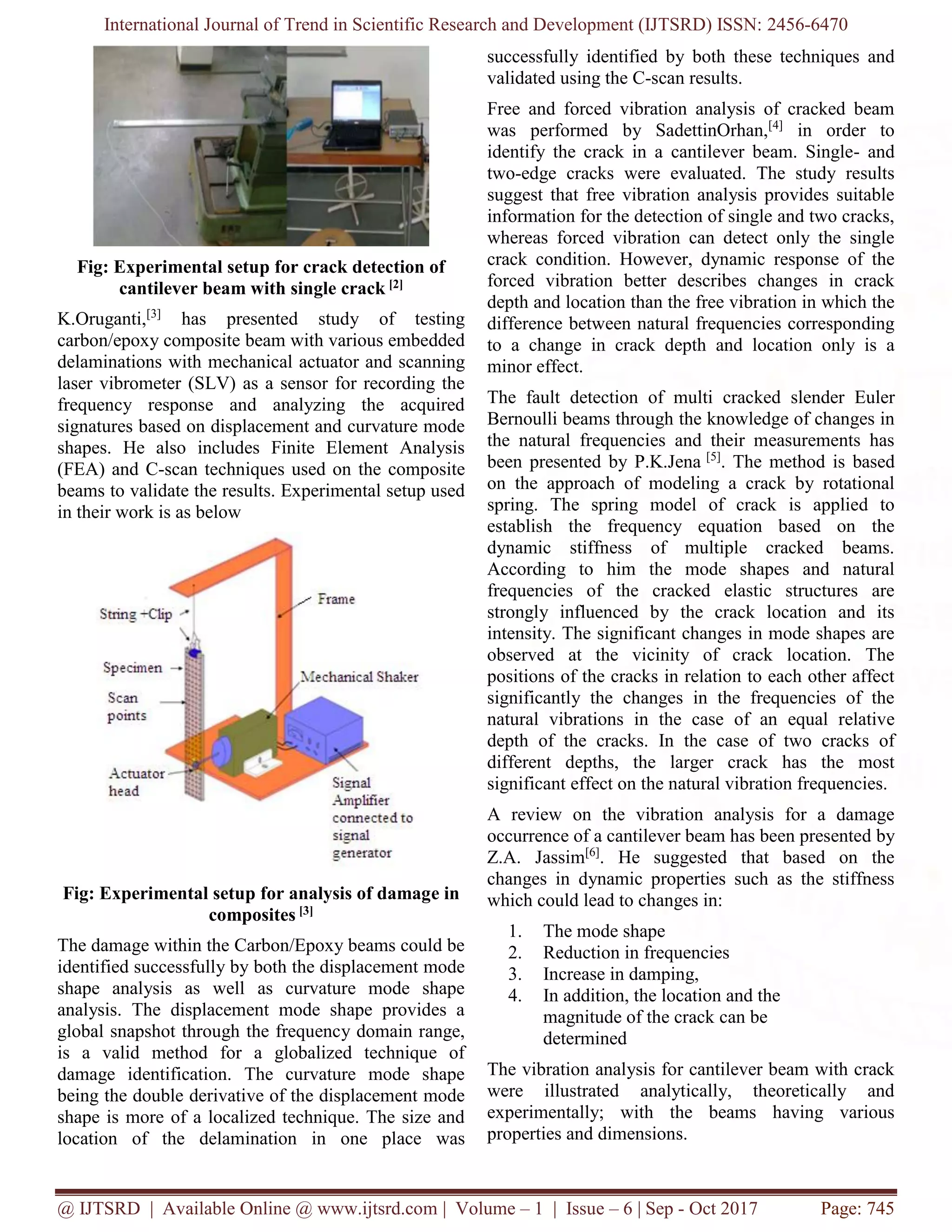A Review On Detection Of Cracks Present In Composite Cantilever Beam By Using Vibration Analysis