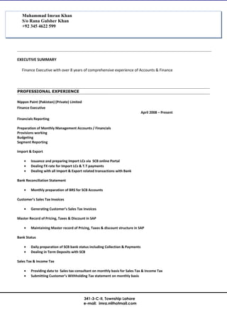 CV MUHAMMAD IMRAN KHAN | DOC