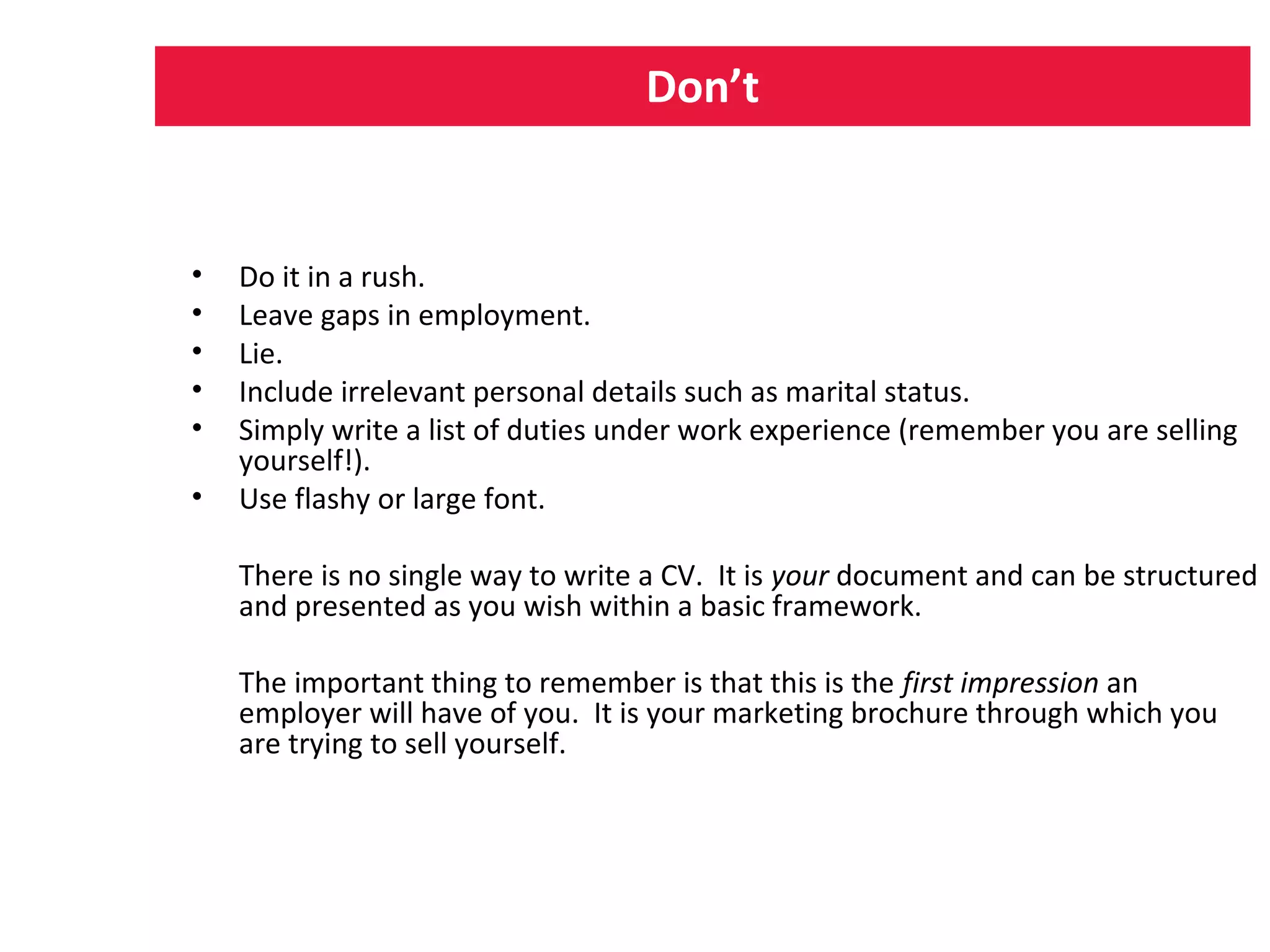 CV Writing Presentation | PPT