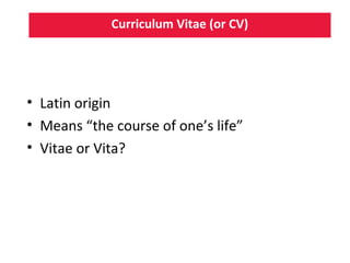 CV Writing Presentation | PPT