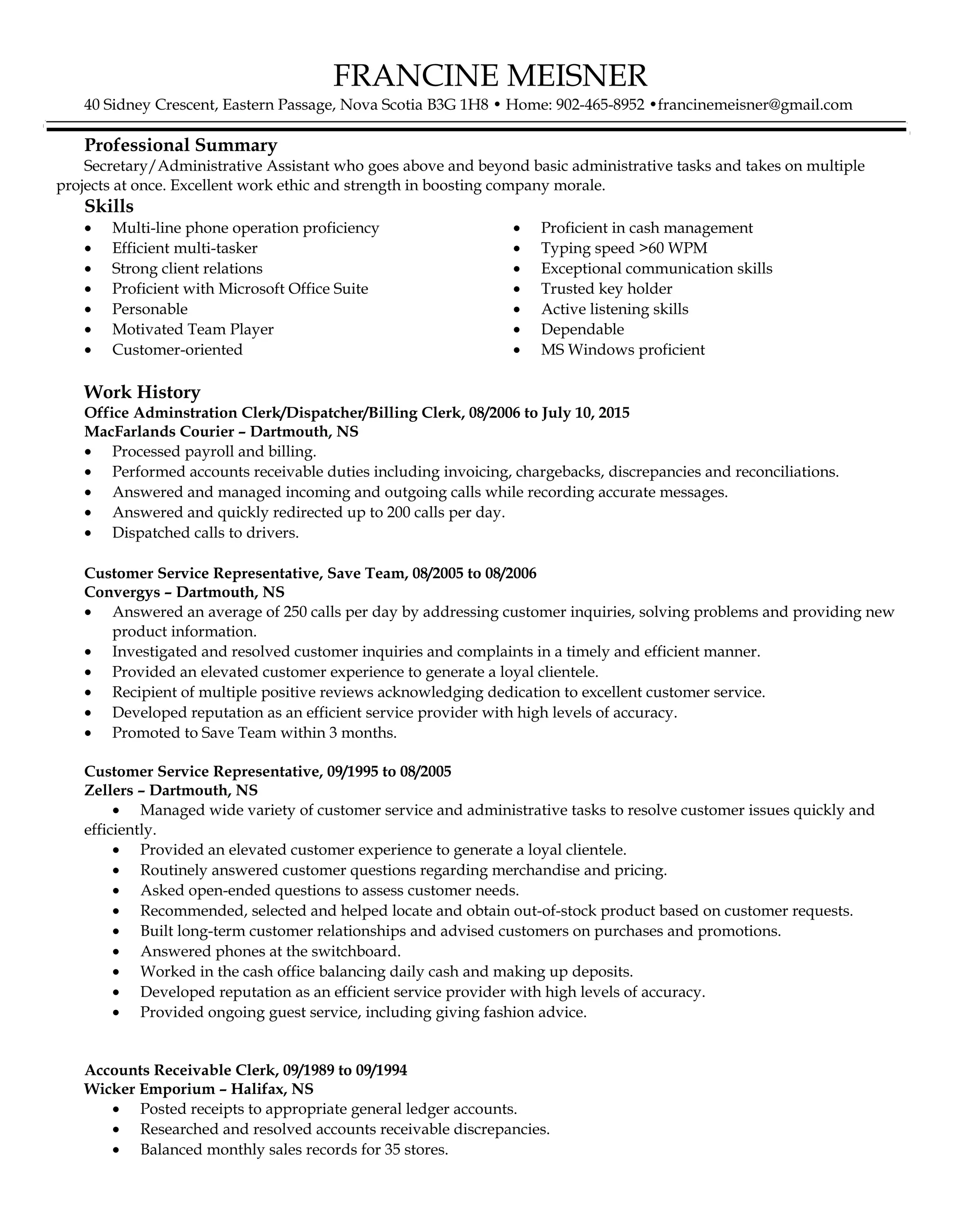 Resume - Francine Meisner | PDF