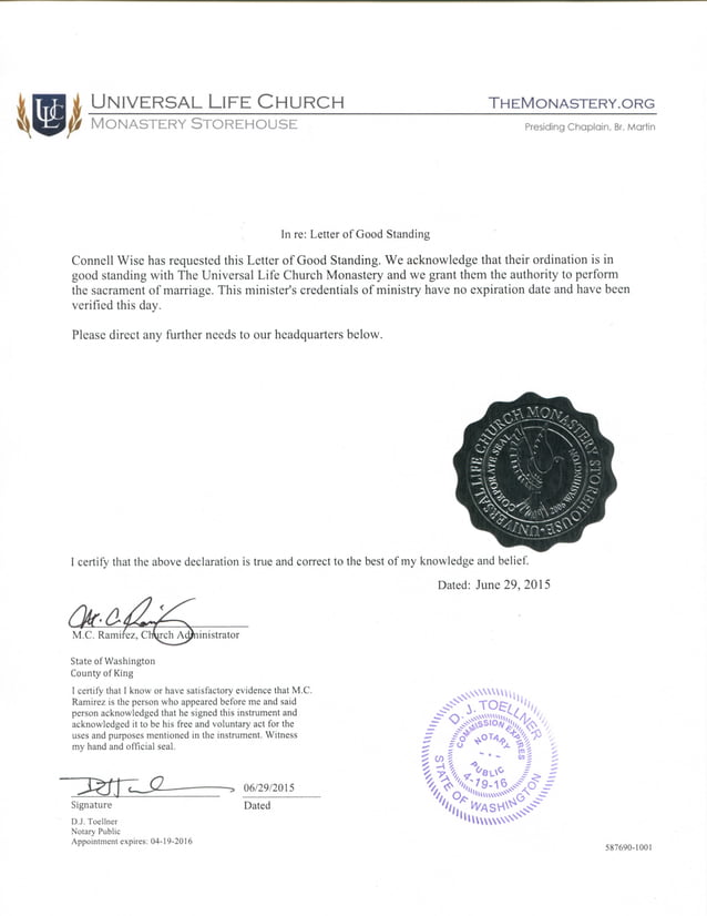 Connell Wise Paster Good Standing Letter089 | PDF