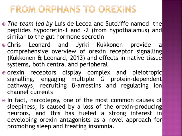 Orexin receptors and their potential as drug targets | PPTX