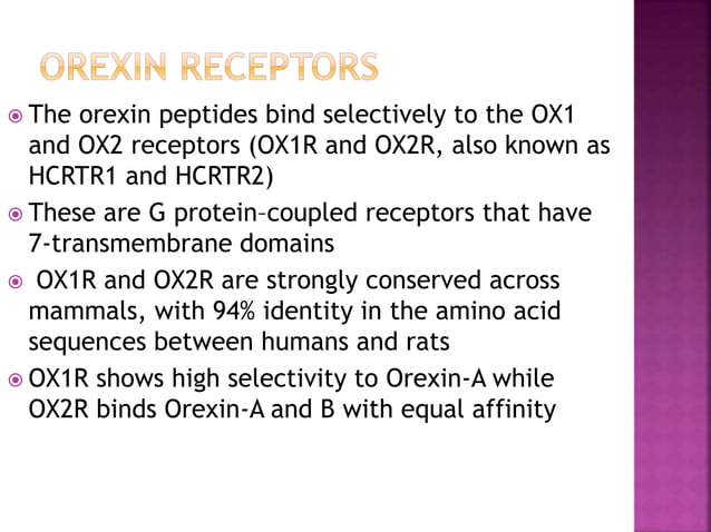 Orexin receptors and their potential as drug targets | PPT