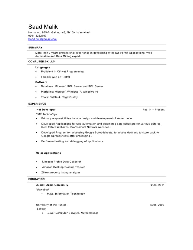 Saad Malik | PDF | Computer Software and Applications | Computing