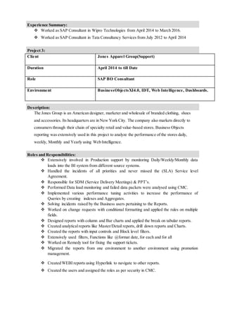 SAP BO Resume | DOCX