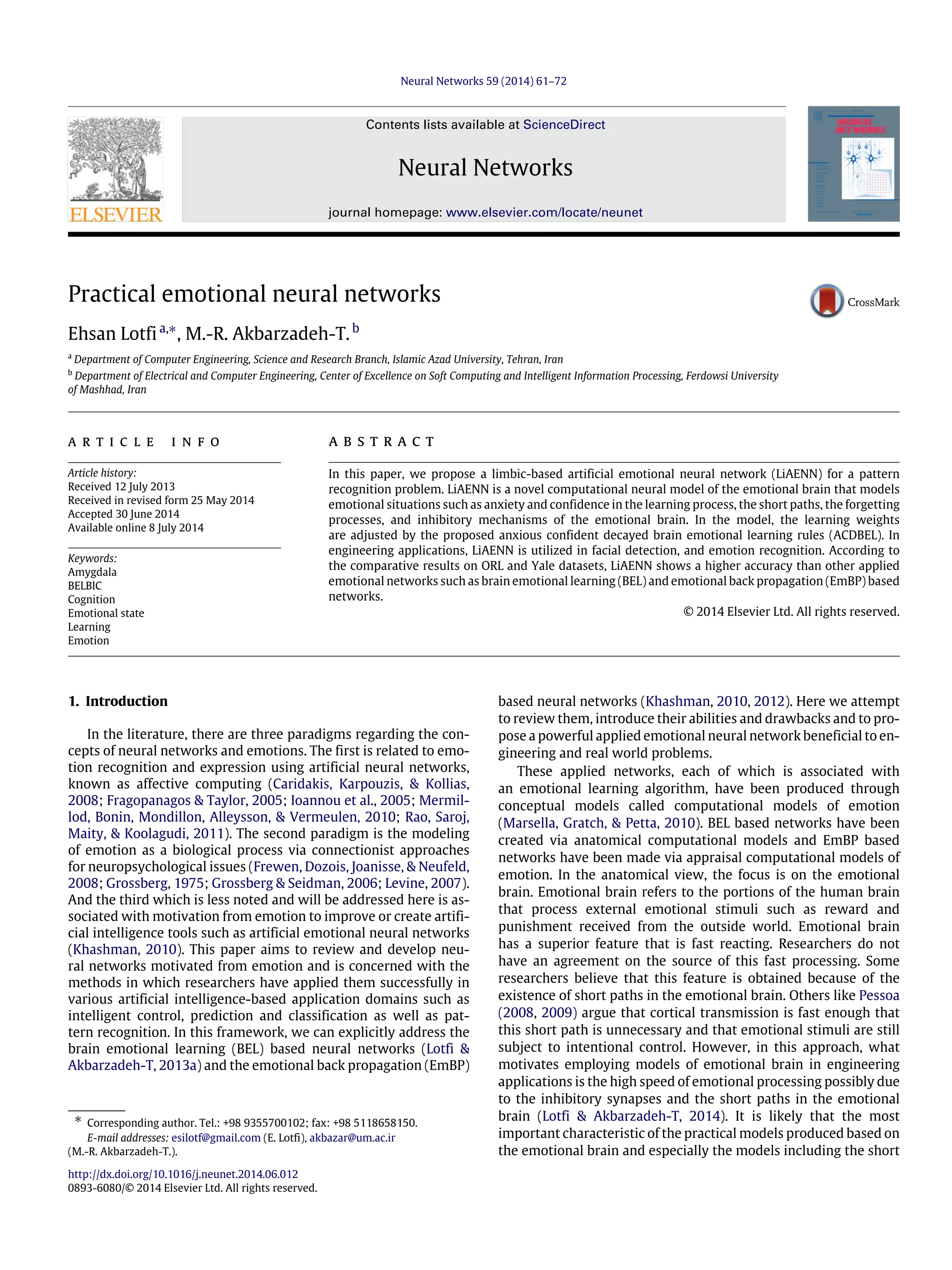 2014 Practical emotional neural networks | PDF