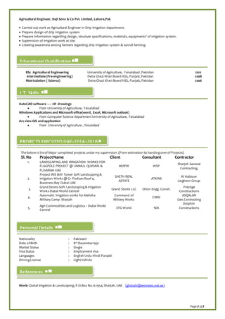 Aizaz Cv -Agricultural Engr. | DOCX | Agriculture | Industries