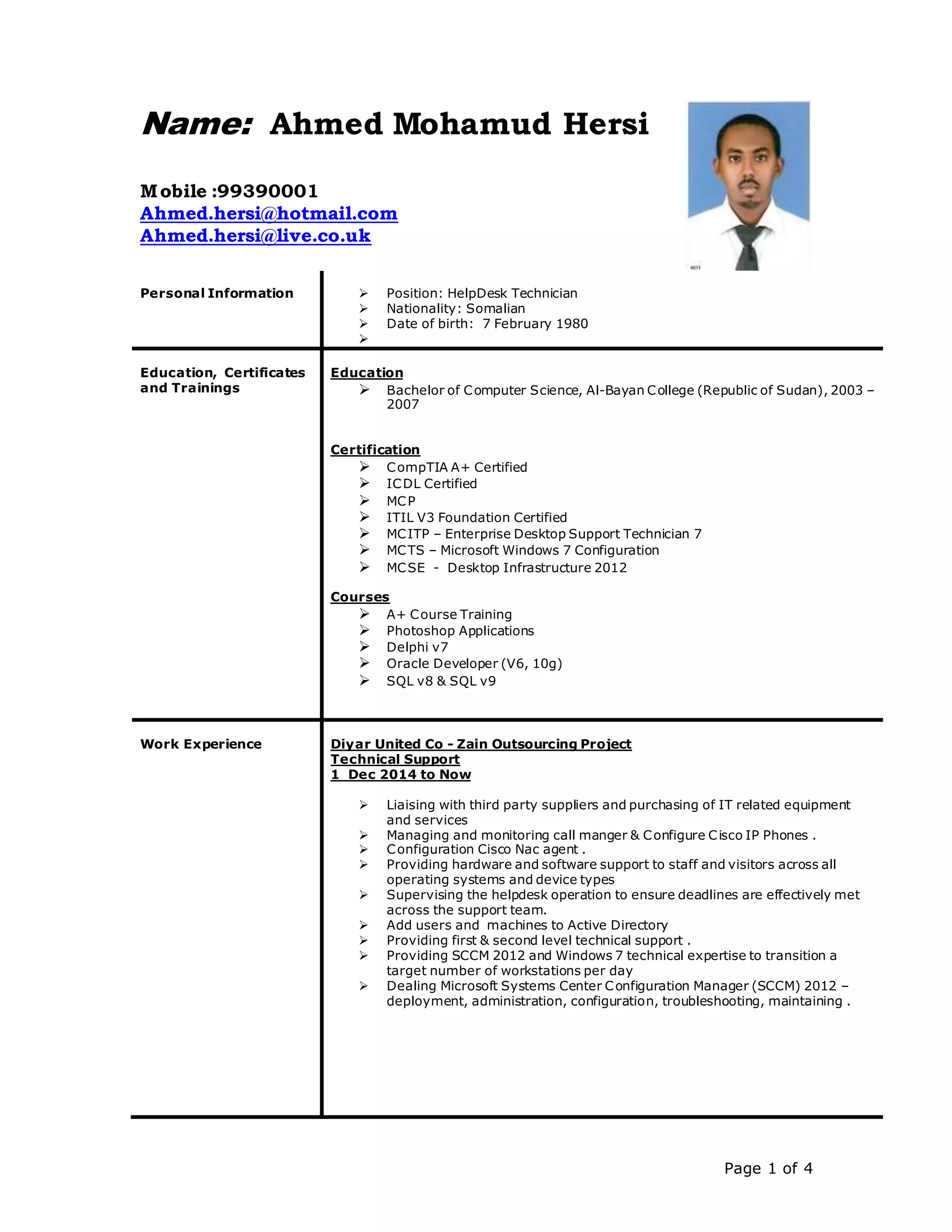 Ahmed Hersi CV NEW | DOCX