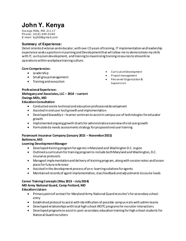 John Kenya Resume Trainer John Kenya Resume Trainer