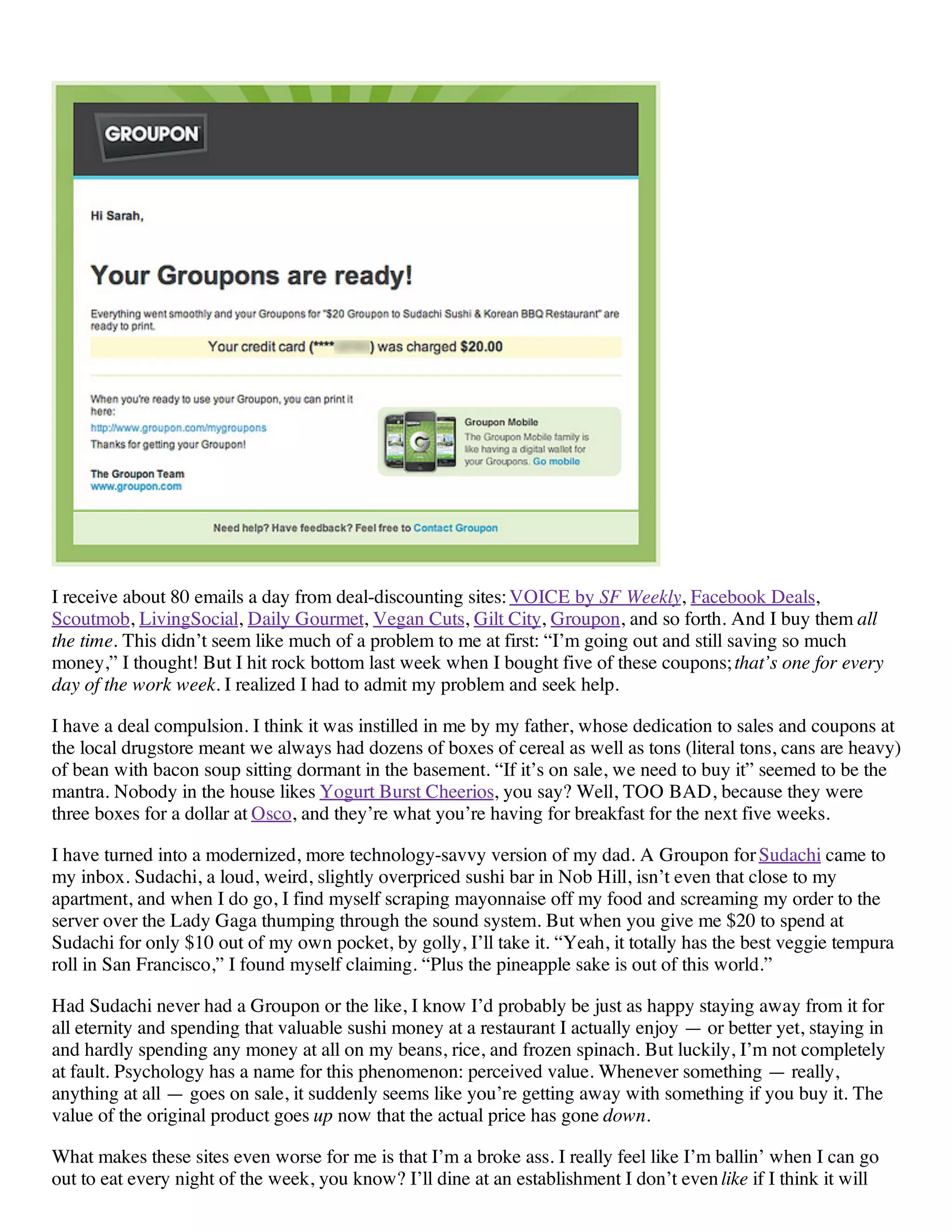 My Strange Addiction: Social Coupons | PDF