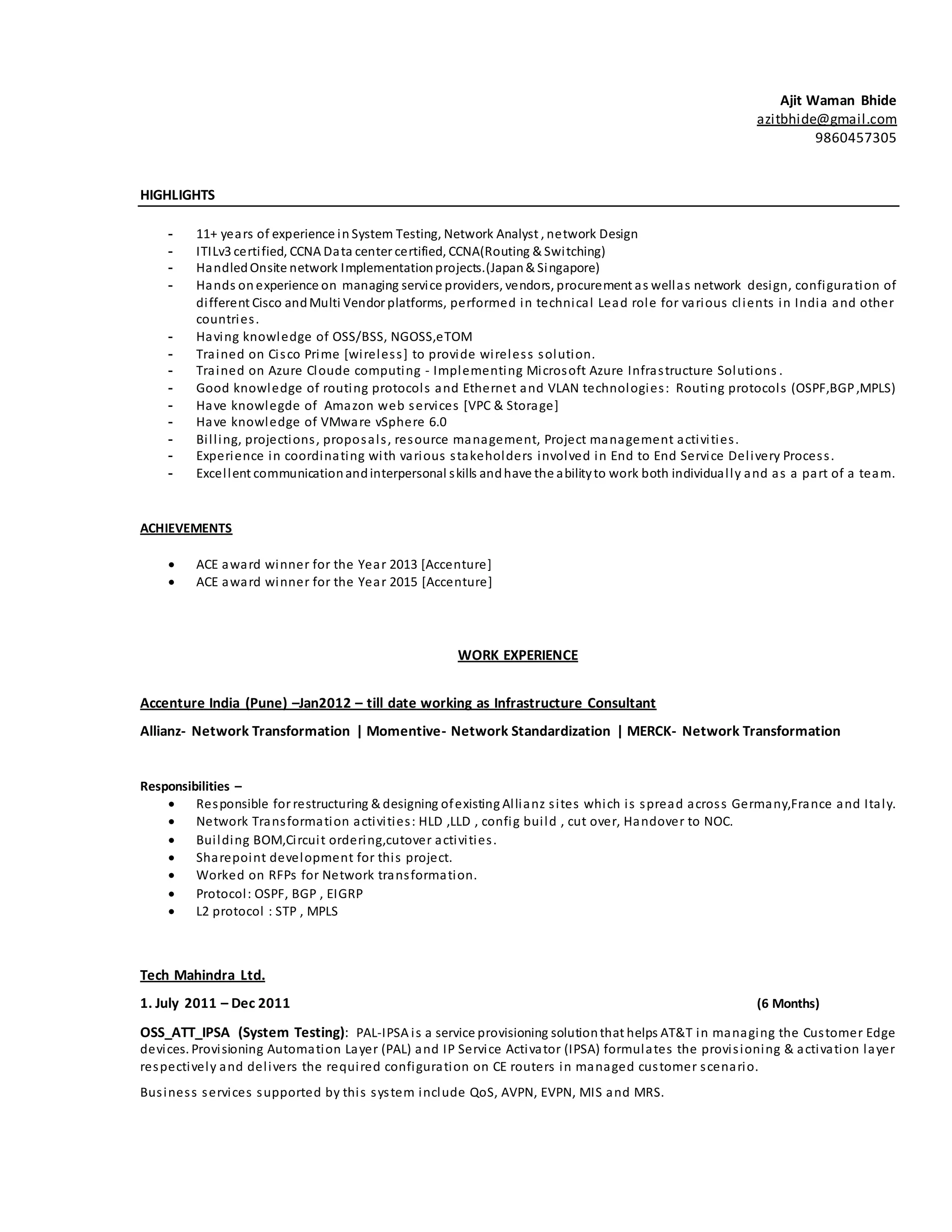 CV - Ajit Bhide | DOCX