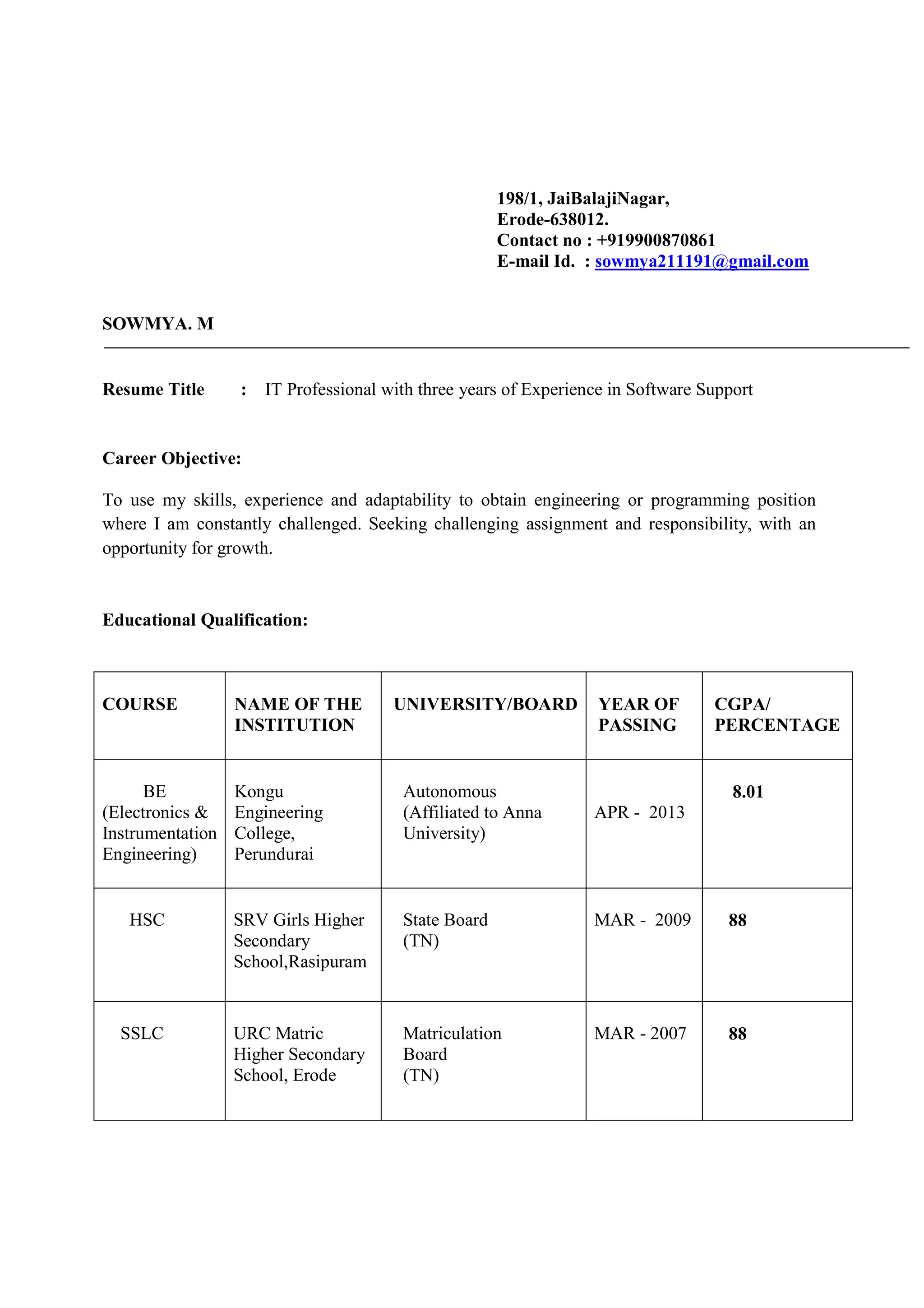 Sowmya_Resume | PDF