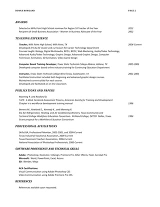Donna_Rowland_Curriculum vitae | PDF | Professional School | Postgraduate Education