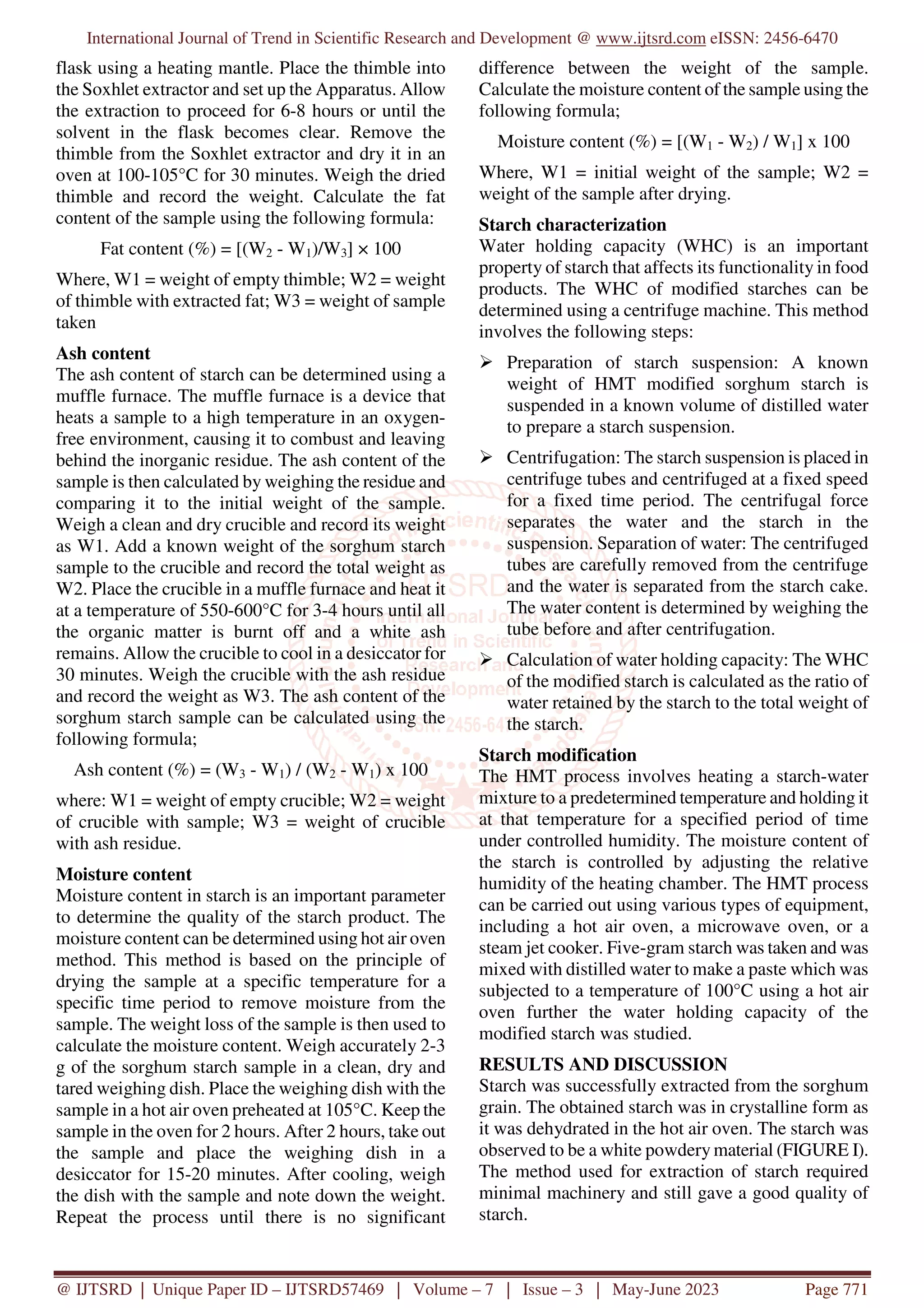 Extraction and Modification of Sorghum Starch and its Characterization ...