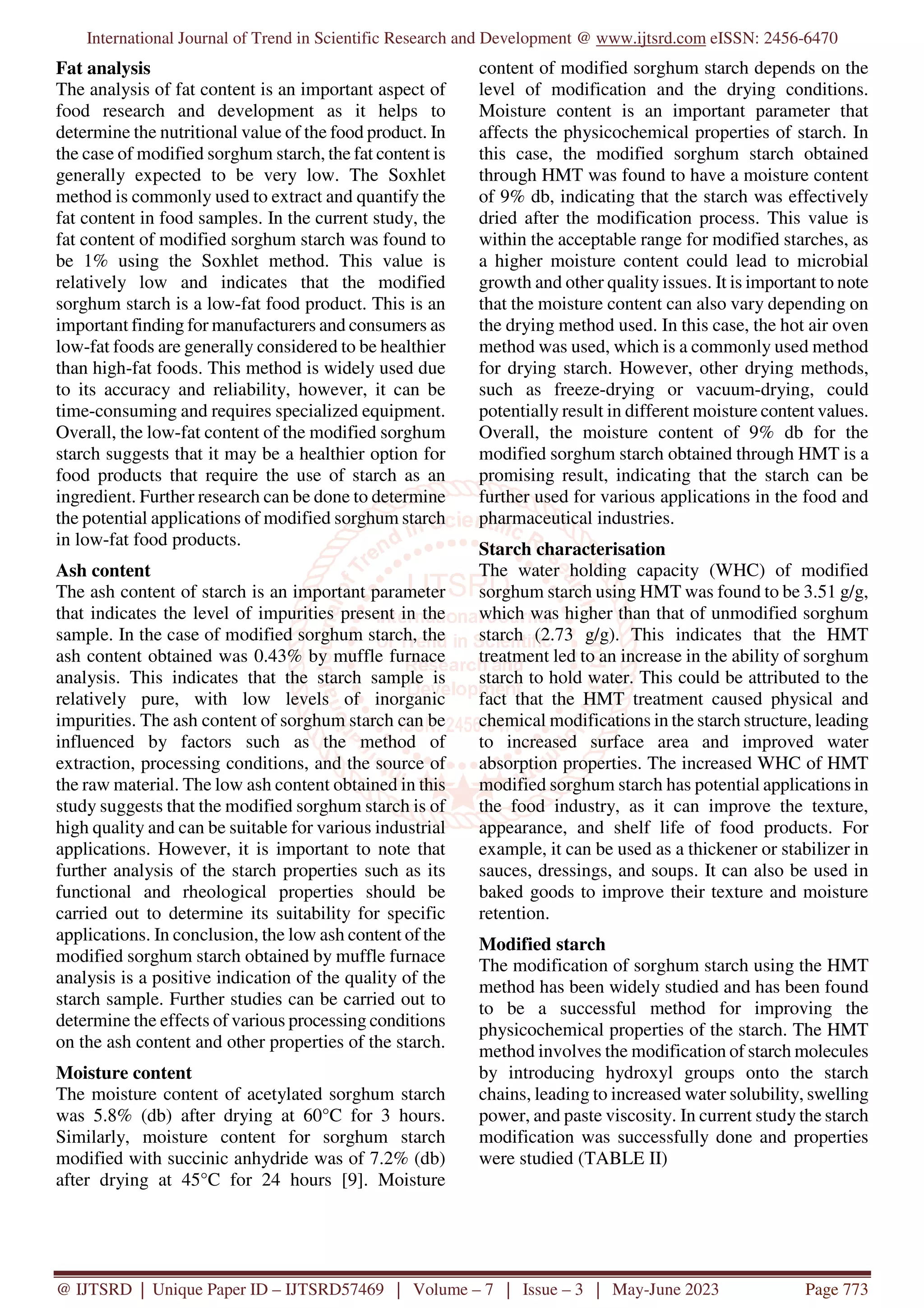 Extraction and Modification of Sorghum Starch and its Characterization ...