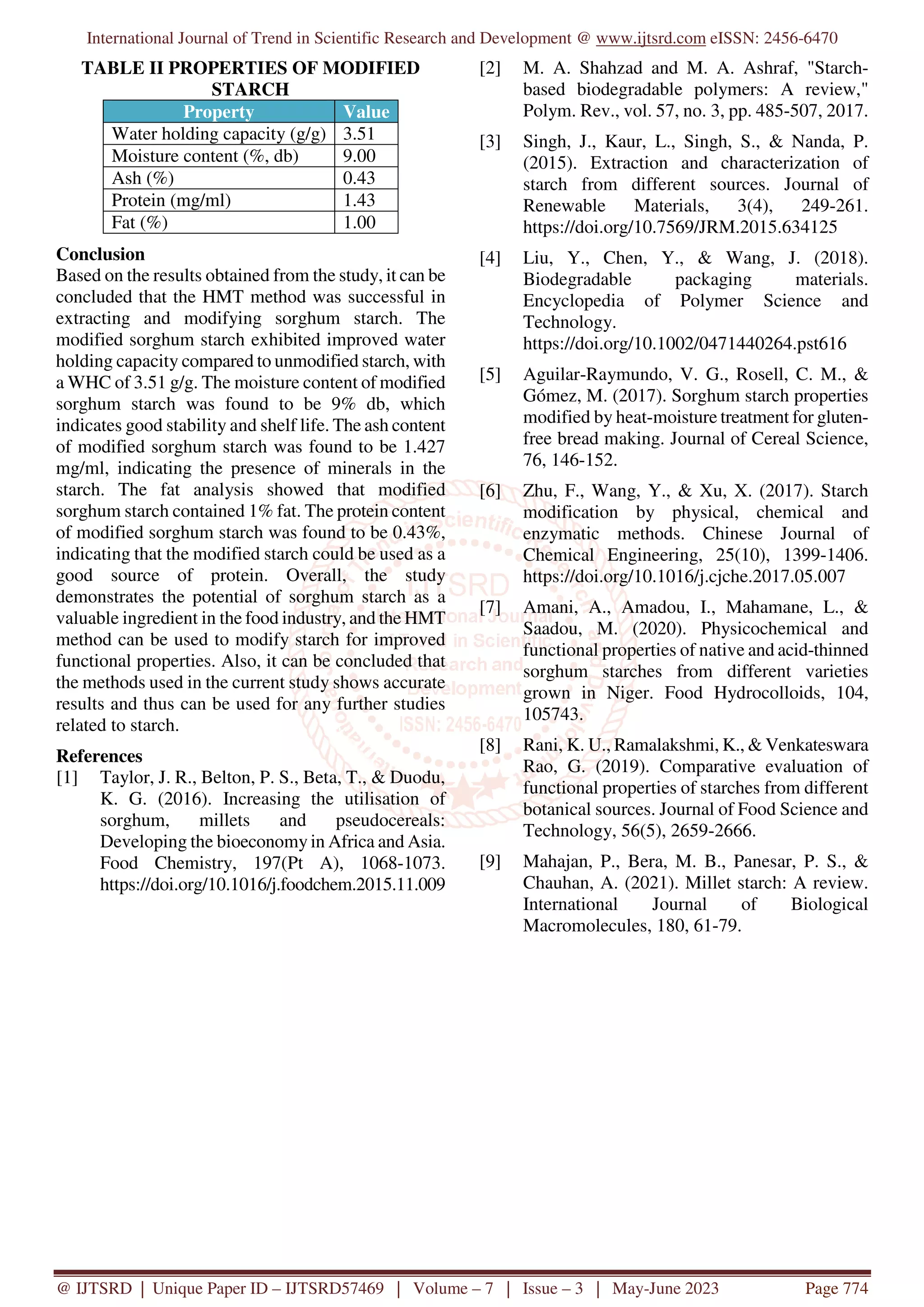 Extraction and Modification of Sorghum Starch and its Characterization | PDF