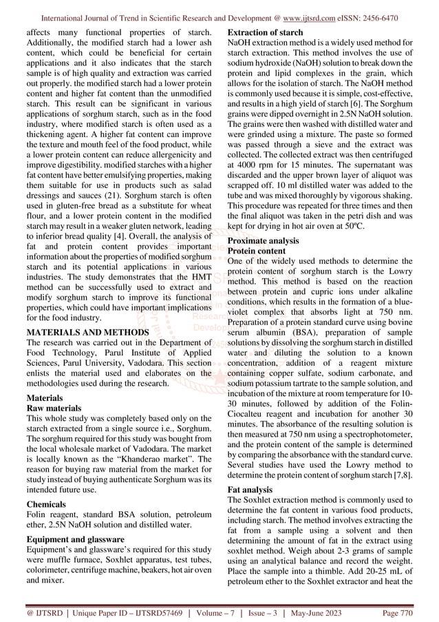 Extraction and Modification of Sorghum Starch and its Characterization | PDF