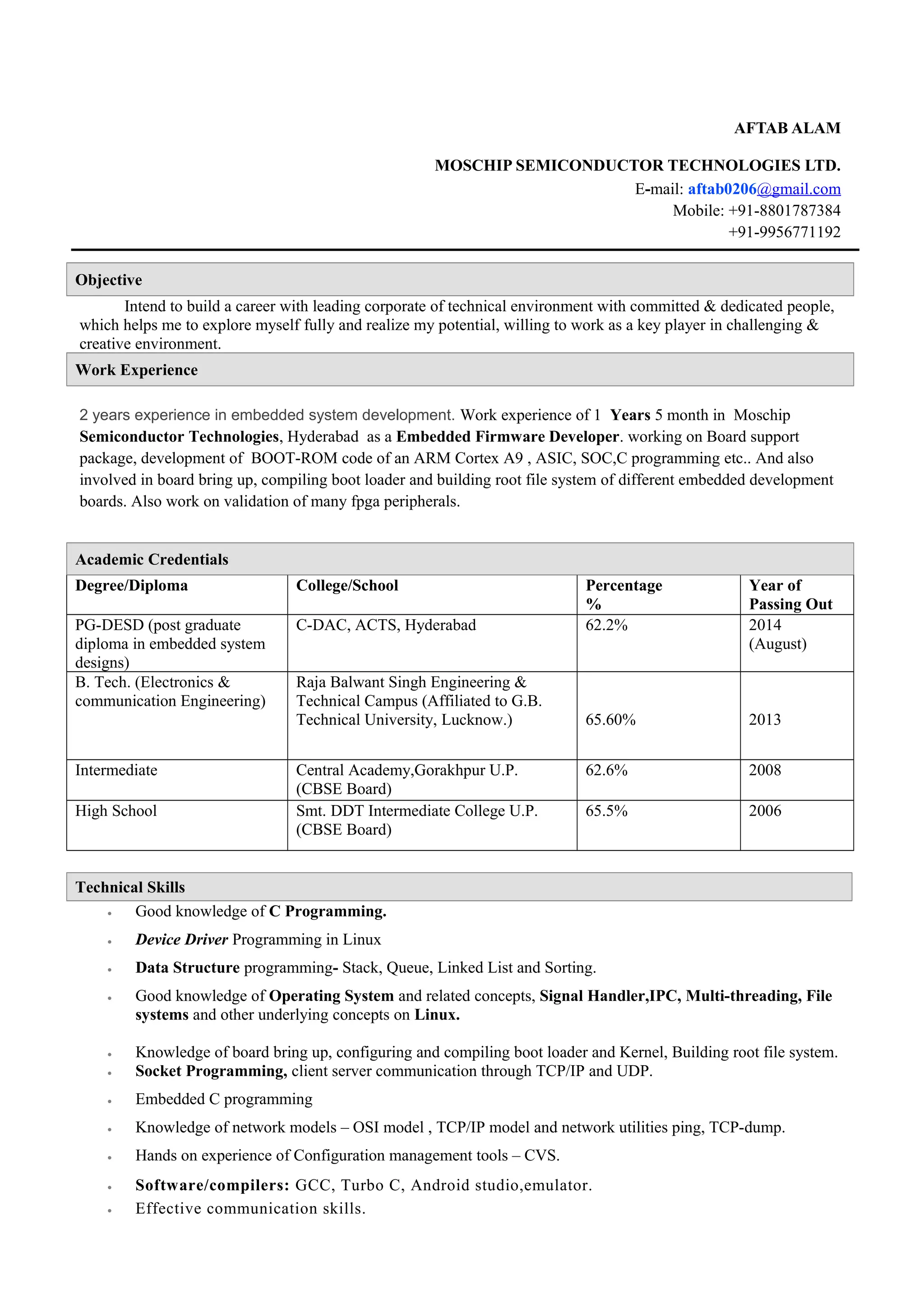 Aftab_Alam_Resume2016 | PDF
