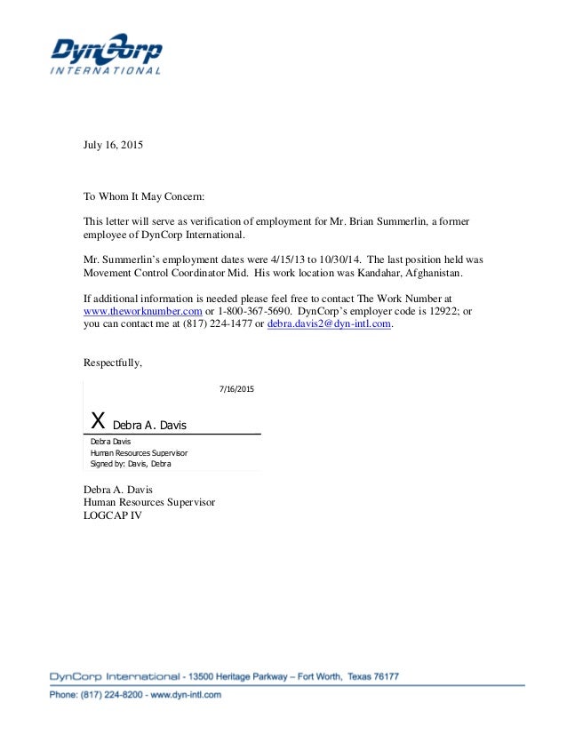 Employment Verification Letter To Whom It May Concern Database Letter Employment Verification Letter To Whom It May Concern Database Letter