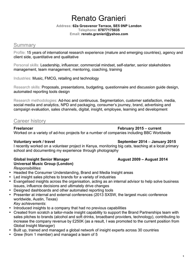 Renato Granieri CV | PDF