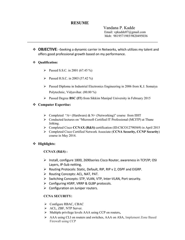 Resume_New_Vandana_18th_June_2016 | DOC