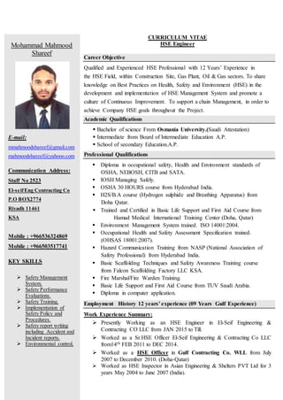mahmood_shareef_2523 Updated CV Engineer | DOCX | Professional School | Postgraduate Education