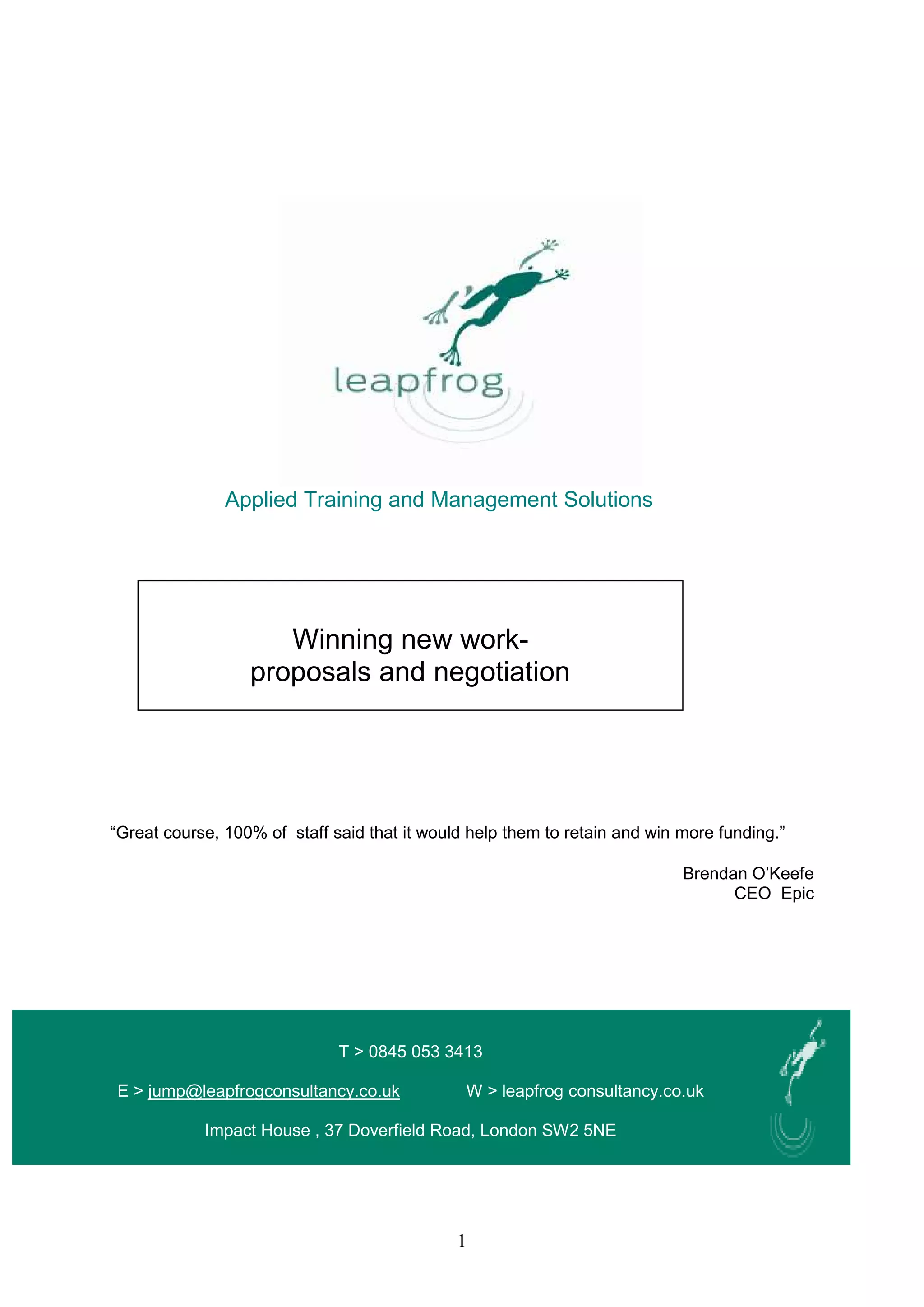 Leapfrog -Winning new work- proposals and negotiation-March 2013 | PDF