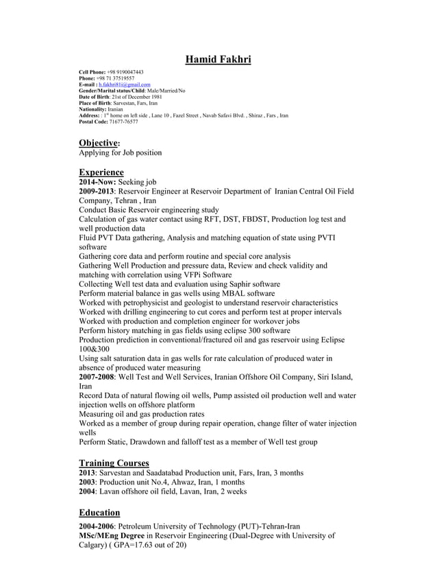 hamid_fakhri_Resume1 | PDF