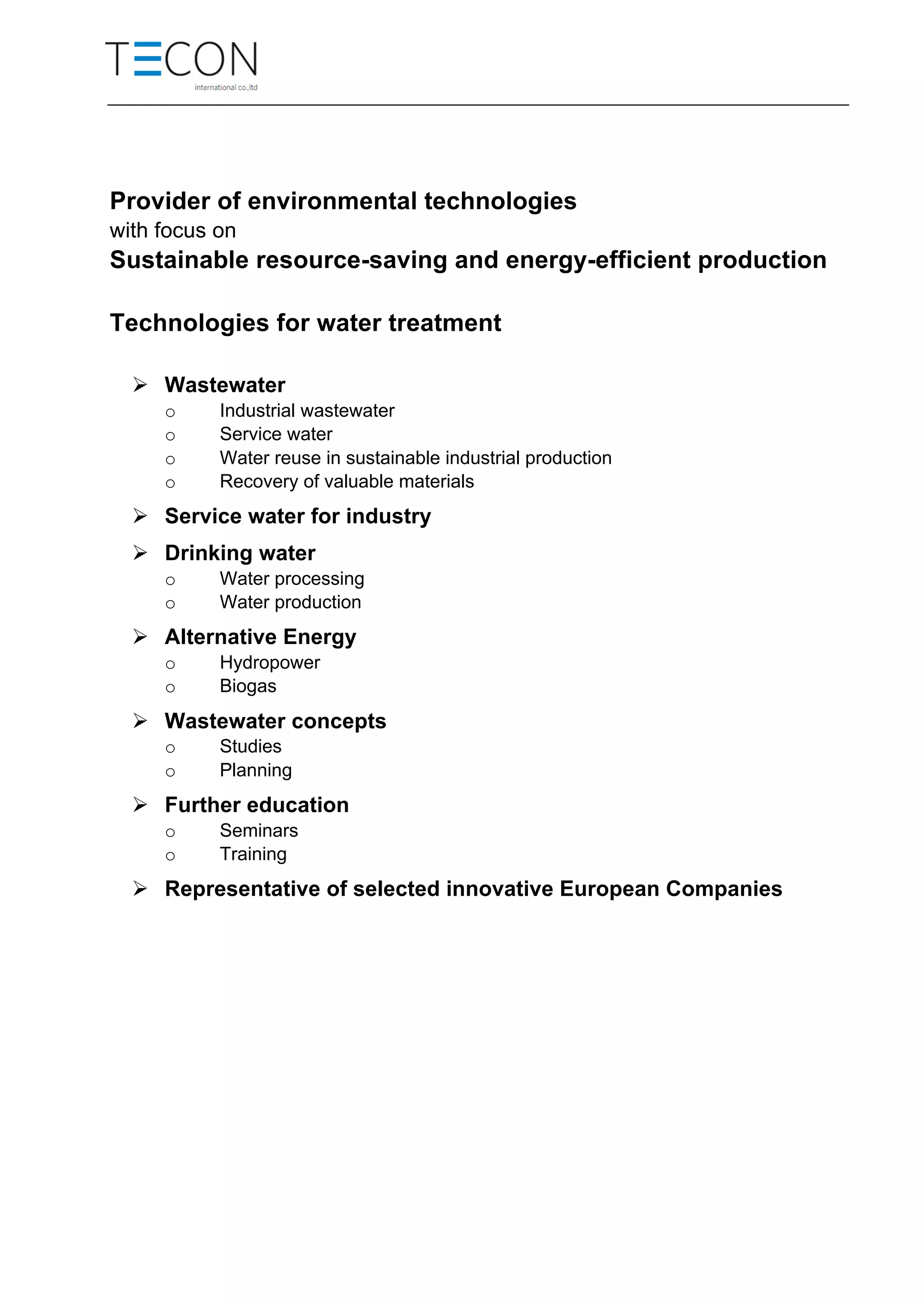 TECON Company Profile | PDF