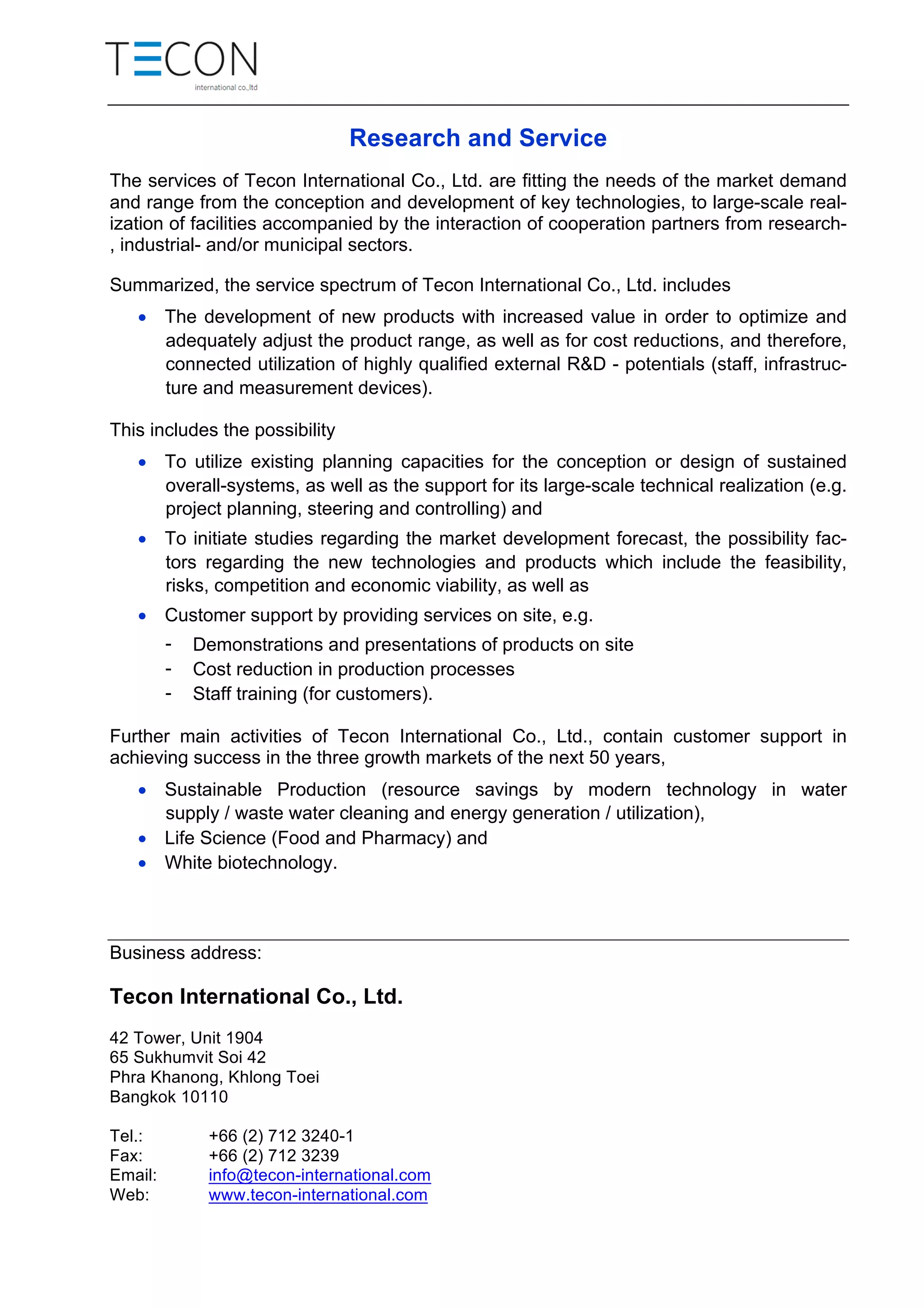 TECON Company Profile | PDF