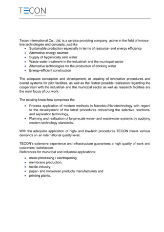 TECON Company Profile | PDF
